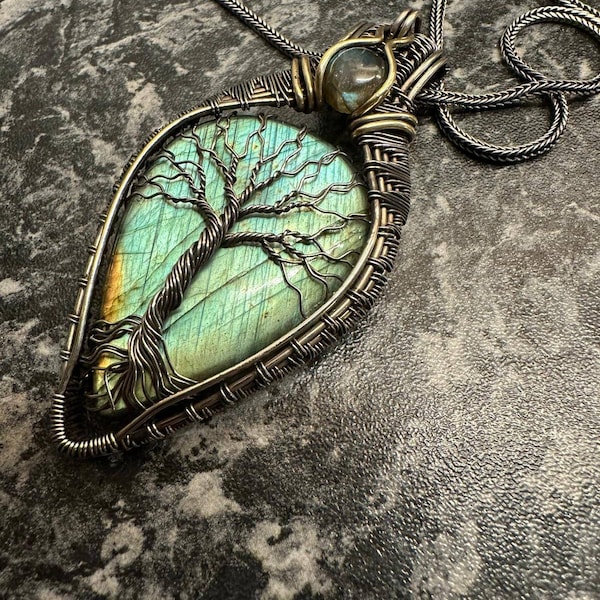 Moonstone Tree of Life Pendant, Wire Wrapped Necklace, Handmade Crystal ...
