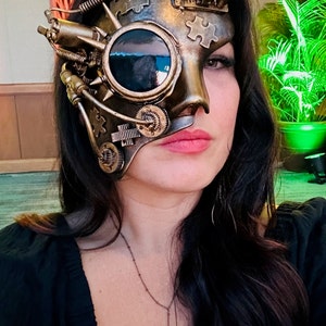 Copper Steampunk Masquerade Mask, One Eye Mask, Steampunk Ogre, Phantom ...