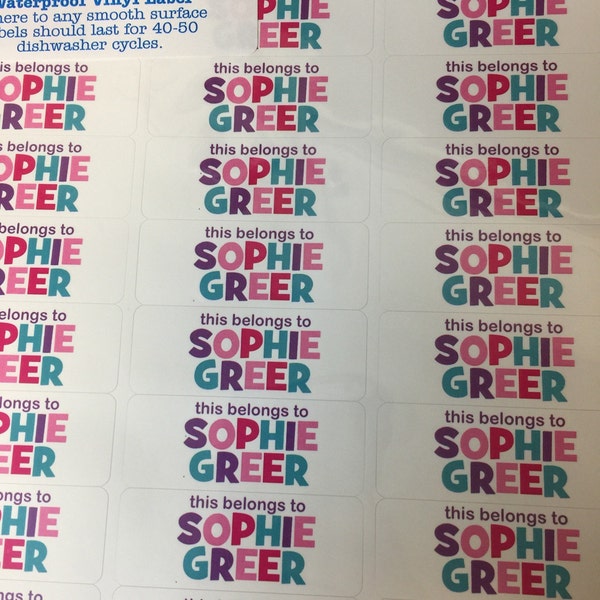 Name Labels - 30 Personalized Waterproof Stickers for Boys, Dishwasher ...