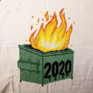 2020 Dumpster Fire Cross Stitch Pattern, Funny Design, Modern ...