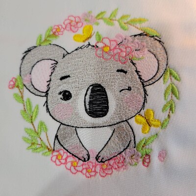 Koala Flowers Embroidery Designs Baby Embroidery Design Machine Animals ...