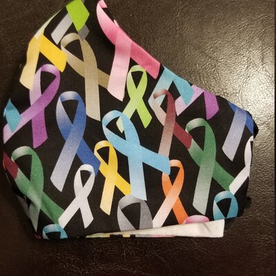 Mook Fabrics Multi Colored Cancer Awareness Ribbons Cotton Fabric by ...