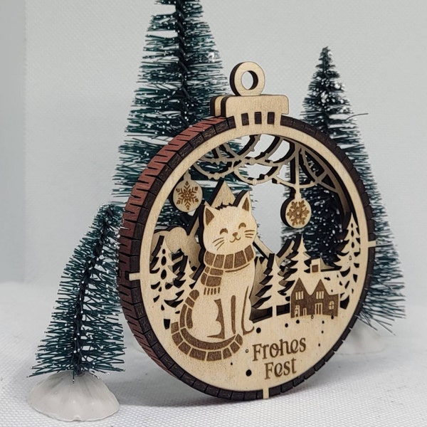 Cat Theme New Year Theme 3D Christmas Ornament Set Tree Decorations ...