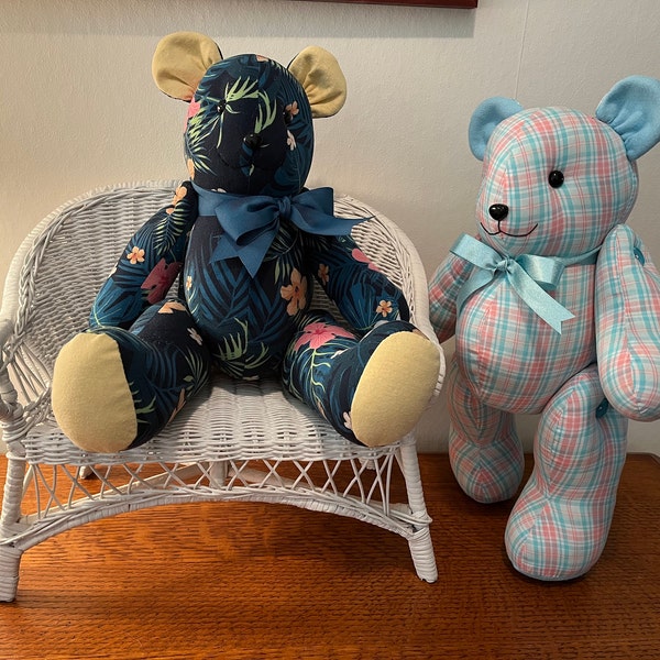 Memory Bear (15 Inches Tall) Made From Your Loved One's Clothing - Etsy