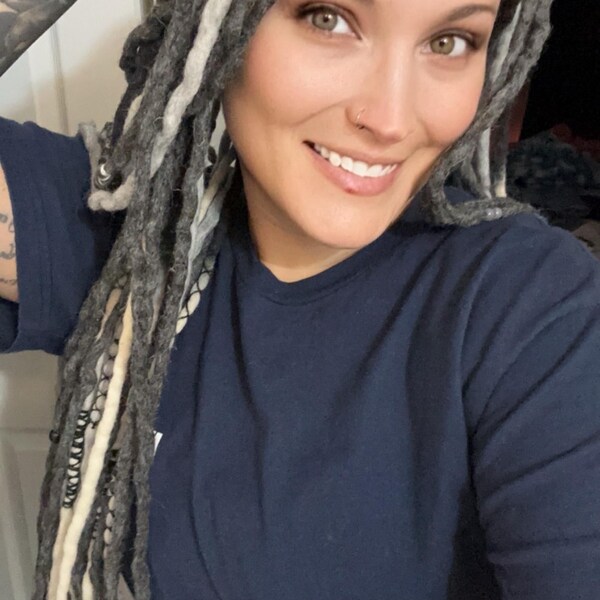 SET No. 137 , Choose Length Wool Dreads Merino Extensions Eggplant ...