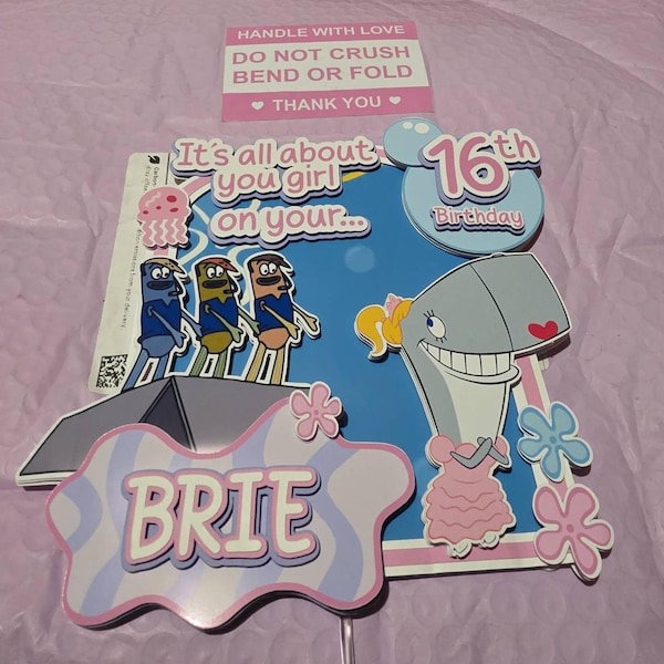 Cute Labu Monster Cake Topper - Custom Name & Age - 3D Party Decoration ...