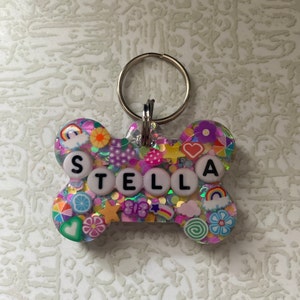 Personalized Resin Dog, Cat, Pet ID Tags With Letter Beads, Custom Key ...