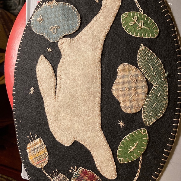 Pre-cut Penny Rug KIT - Eli's Rabbit- Primitive Candle Mat -wool ...