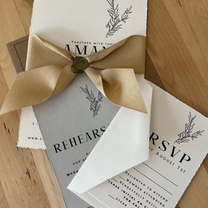 Modern White Floral Wedding Invitation Set With Lace Elegant - Etsy