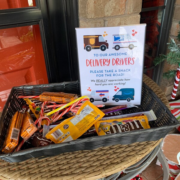 Delivery Driver Snack Sign, Mail Carrier, Packages, Essential Worker ...