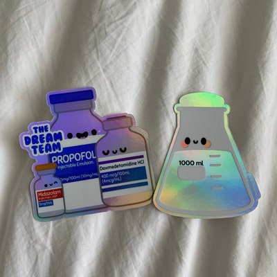 Holographic Beaker Sticker, Cute Chemistry Flask, Biology, Lab Tech ...