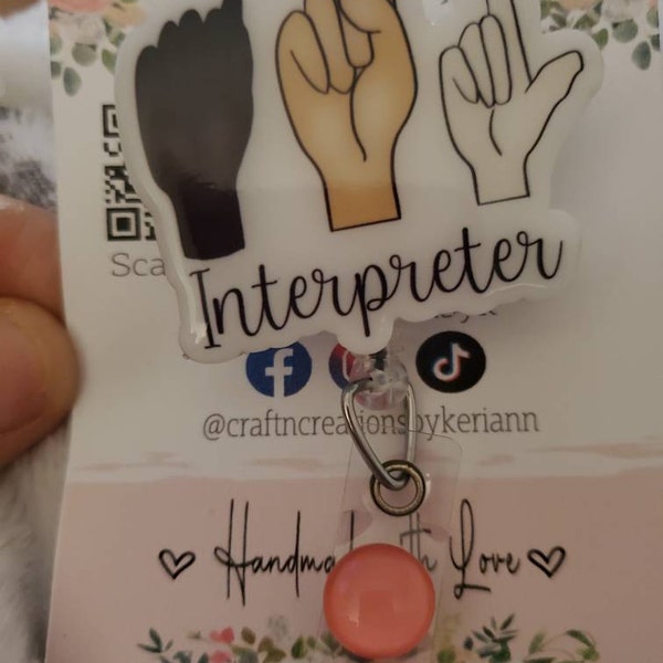 ASL Interpreter Badge Reel, ASL, American Sign Language Badge Reel ...
