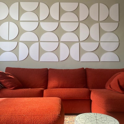 Half Circles Wall Decor, 3D Wall Art, Geometric Art, Wall Panels, Mid ...
