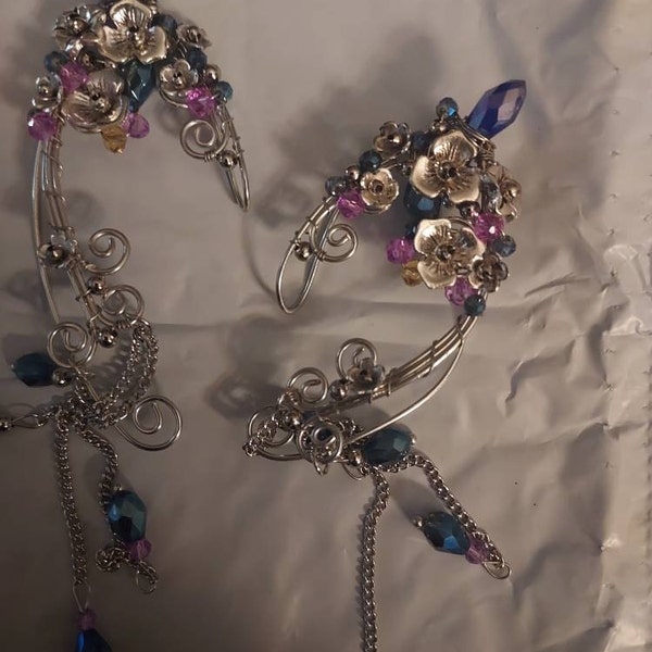 Elf Ears Cuff With Moon Star Chain Gothic Witch Wrap Earrings Fairy Ear ...