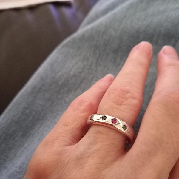 Sandcast Ruby Ring, Raw Ruby, Ruby Gemstone, Engagement Ring, Domed ...