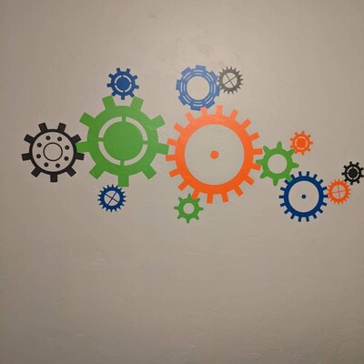 Robot Gears Color Vinyl Wall Decal, Cogs Color Vinyl Wall Decal ...