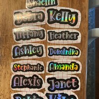 Layered Outlined Custom Name Vinyl Decal, Holographic Name Sticker for ...