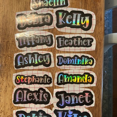 Layered Outlined Custom Name Vinyl Decal, Holographic Name Sticker for ...