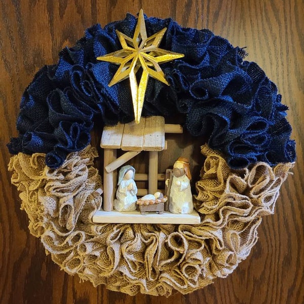 Nativity Wreath, Christmas Nativity Wreath, Christmas Wreath, Christmas ...