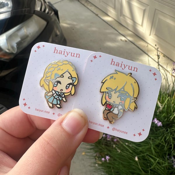BOTW School Days Zelda & Link Hard Enamel Pins / Legend of Zelda ...