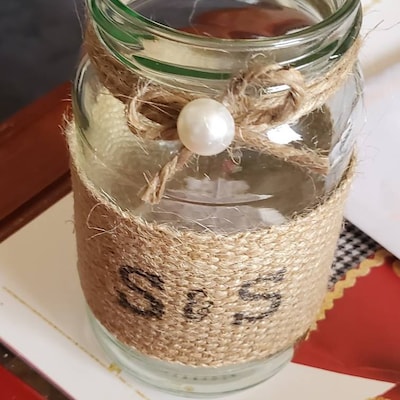 12 Wedding Jars, Decorated Jars, Hessian, Burlap,white Lace, Rustic ...