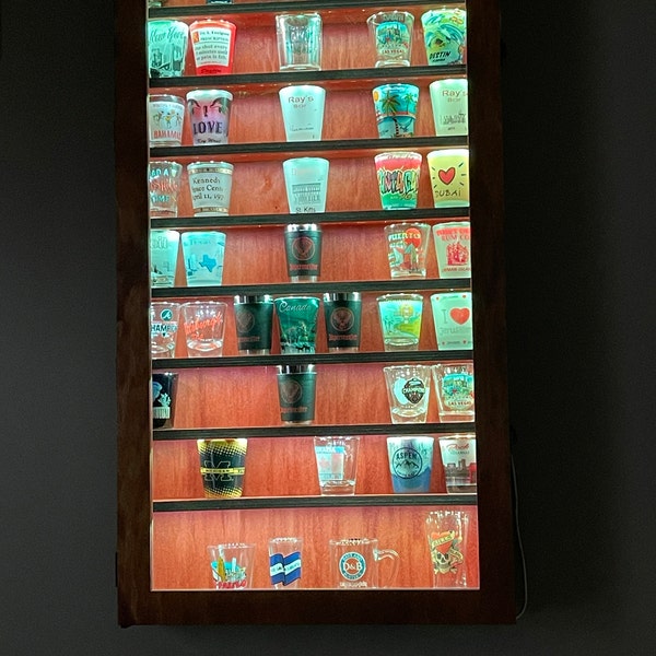 Shot Glass Display Case With Led, Shot Glass Display Shelf, Bar Display ...