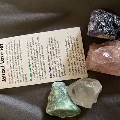 Attract Love Stone Set Heart Chakra Raw Crystal Love Set Manifest Love ...