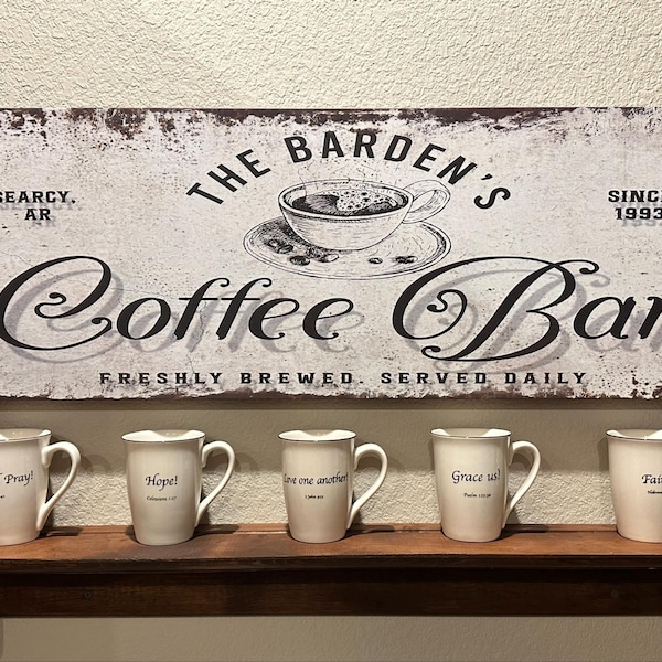 Coffee Bar Sign Freshly Brewed Coffee Beans Artwork Large Wall Art ...