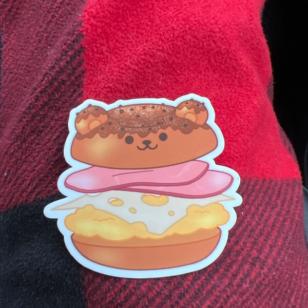 Bagel Bear Sandwich Vinyl Sticker | Bagel Sticker | Breakfast Sticker ...