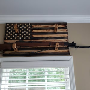 Rustic American Flag Gun Rack. Compound Bow Rack With Military - Etsy