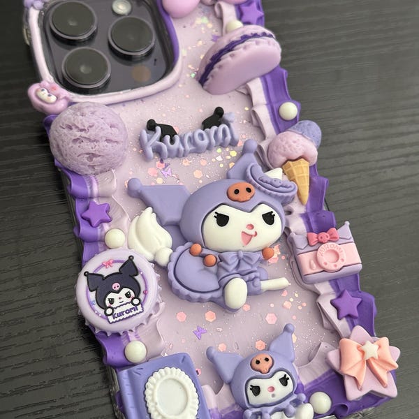 Kawaii Cute Decoden Phone Cases for All Models, Pink and Black Handmade ...