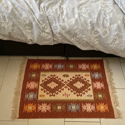 Rust Earth Cream Turkish Kilim Area Rug / Turkish Rug / Ikat Rug ...