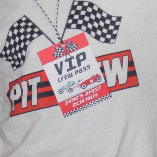 Personalized Vintage Race Car VIP Pass, Race Car Birthday Party, Race ...