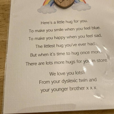 A Tiny Little Pocket Hug Poem Card, Isolation Gift, Miss You, Hug Token ...