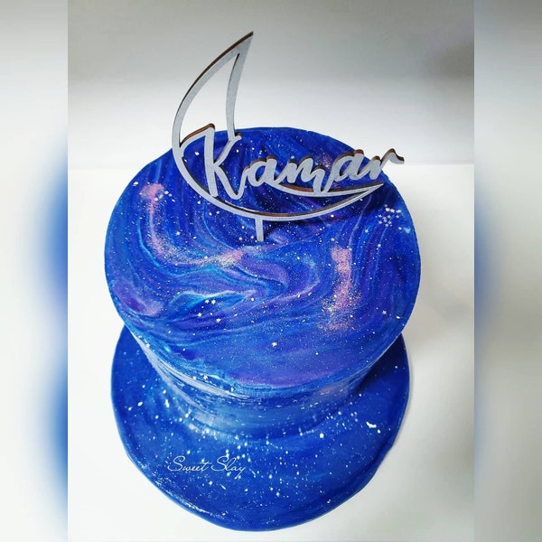 Personalized Custom Birthday Topper Moon Wood Cake Topper | Babyshower ...