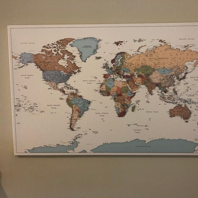 World Map Pin Board With Cities, Push Pin Canvas to Mark Where You Have ...