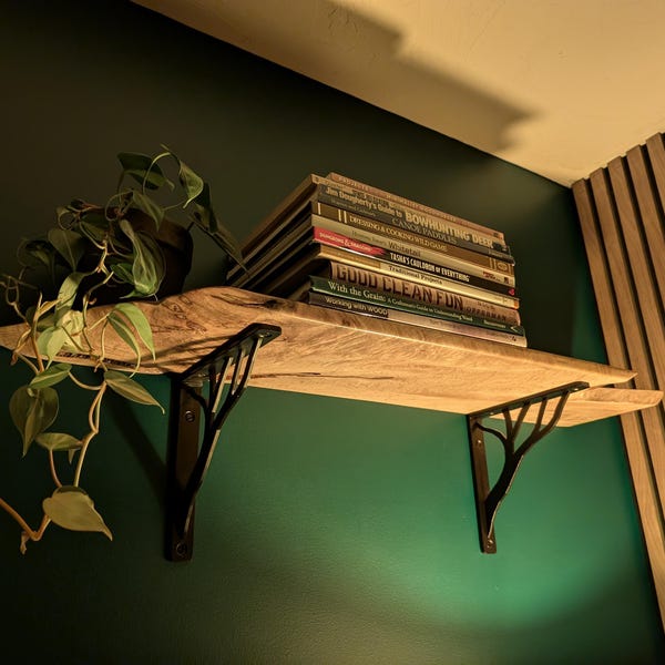 Heavy Duty White Metal Tree Branch Shelf Bracket, Rustic Steel Shelf ...