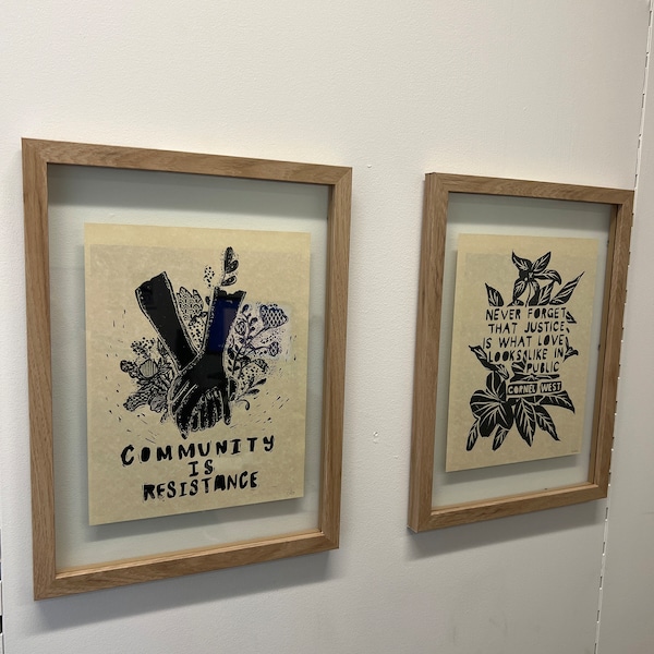 Community is Resistance Lino Style Illusration,, Block Style Print ...