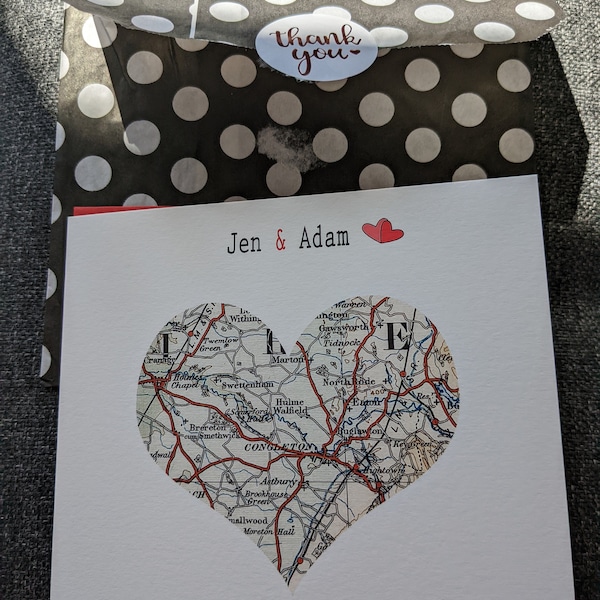 Special Location Map Card - Anniversary Card - Engagement Card ...