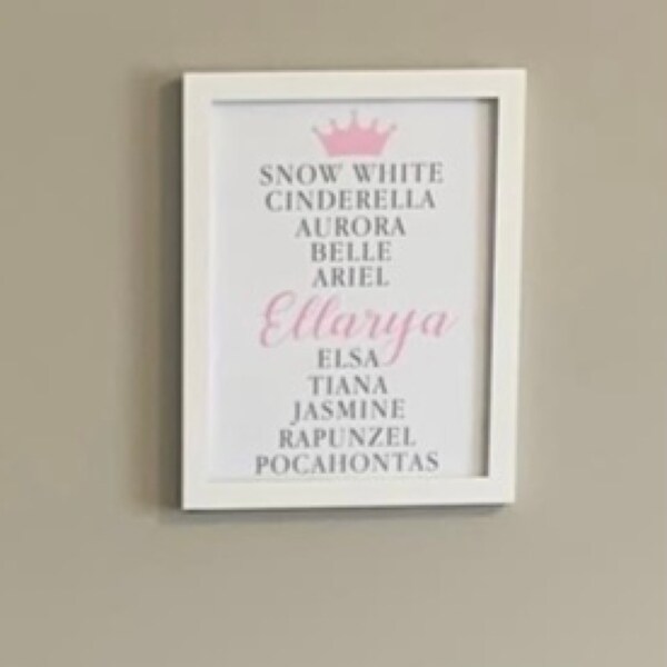 Personalized Princess Baby Girl Print, Fairytale Princess Name Wall Art ...