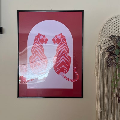 Blue Tiger Poster, Boho Tiger Art, Tigress Wall Print, Boho Wall Print ...