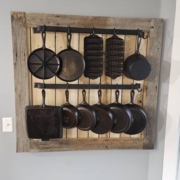 Hand Forged 36" Smooth Finish Pot Rack With Movable Hooks- Sturdy ...