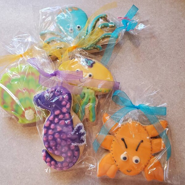 Sea Life Cookies- Octopus- Jelly Fish- Crab- Seahorse- Shells- Fish ...