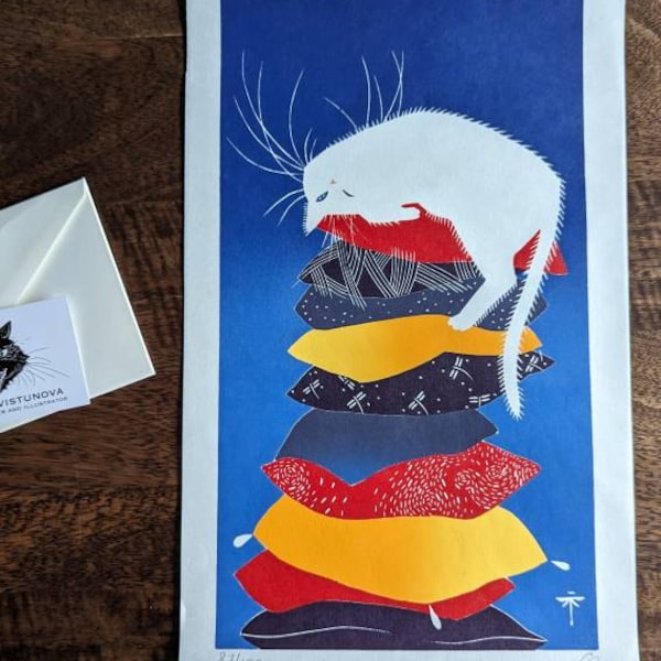 Dumbfounded Hand-printed Linocut Art 29x45,5 Cm - Etsy