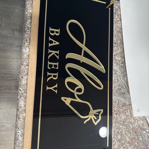 Transparent Acrylic Sign With Rose Gold and Golden Letters and Gold ...