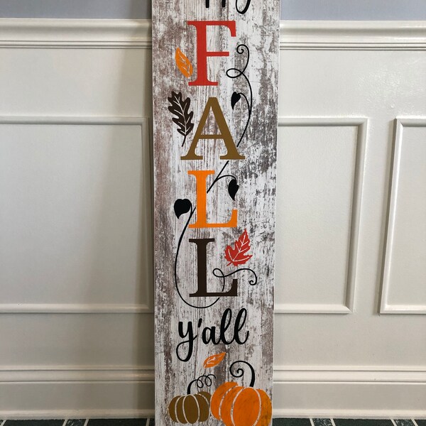 Happy Fall Y'all Vertical Sign SVG Cut File. for Personal and ...