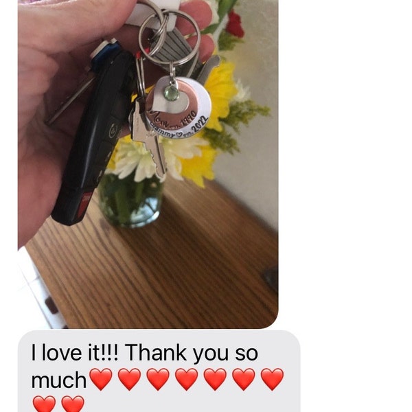 Personalized Hand Stamped Keychain. Pregnancy Announcement. New Grandma ...