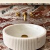 Natural Stone Vessel Bathroom Sink, Burj Ojinaga Marble, Fluted Vanity ...
