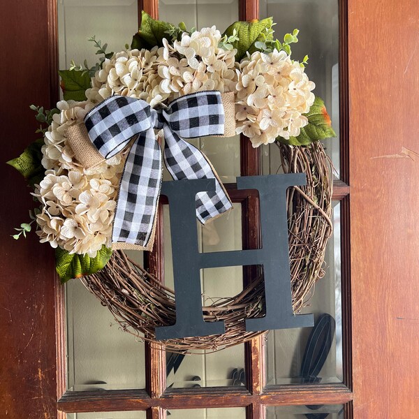 Burlap Wreath, Wreath With Initial, Housewarming Gift, Personal Gift ...