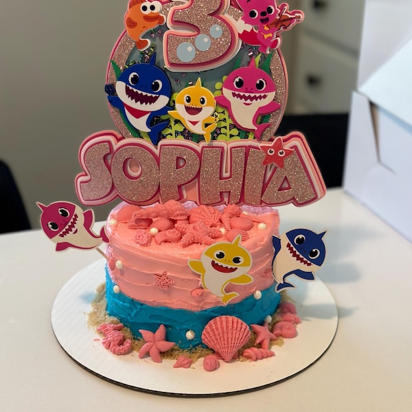 Baby Shark Cake Topper, Baby Shark Birthday, Cupcake Topper, Ping Fong ...